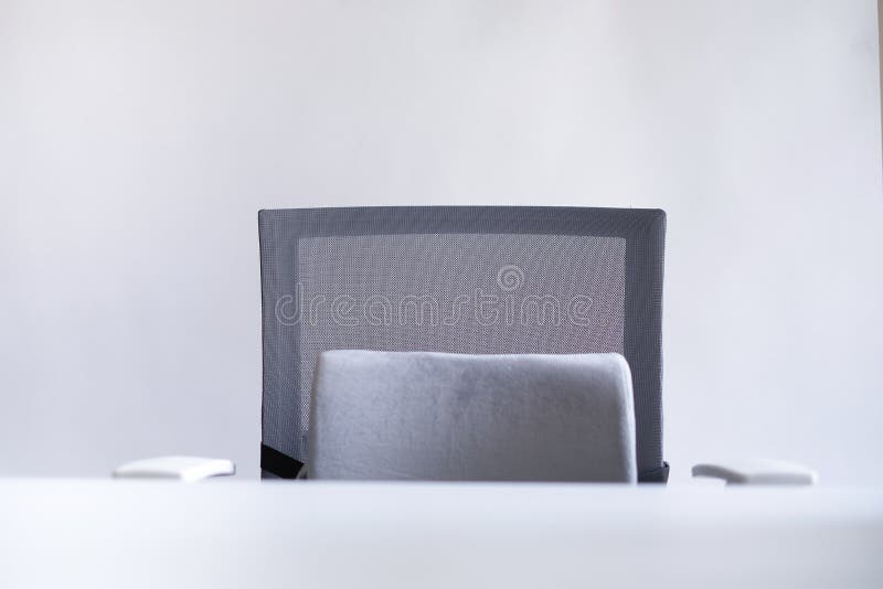 Modern Office Work Space. Grey and White Colour Stock Photo - Image of ...