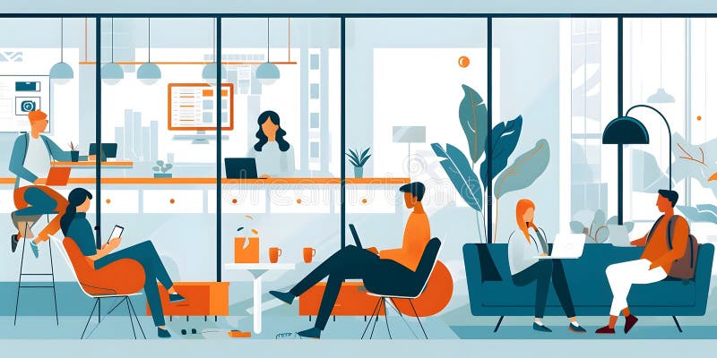 Modern Office Workers Collaborate and Innovate in a Shared Workspace ...