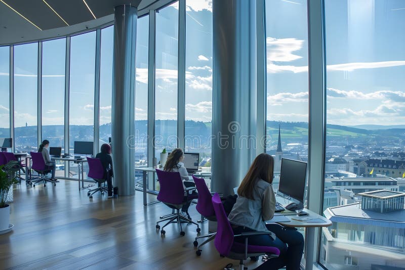 Modern Office Workers Collaborate, Using Computers and Enjoying ...