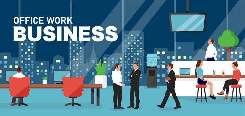 Modern Office Horizontal Vector Illustration Stock Vector ...