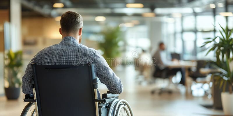 Modern Office Workplace Accessibility Disabled Employee in Wheelchair ...