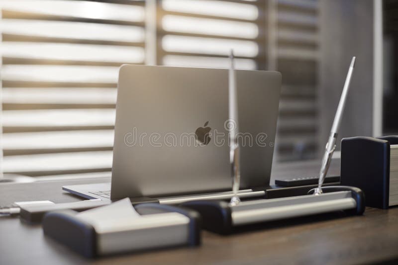 Modern Office Workplace. Business Laptop in Work Place for Chief, Boss ...