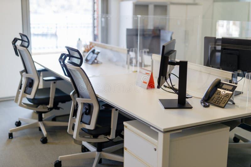 Modern Office, Workplaces without People Stock Photo - Image of blur ...