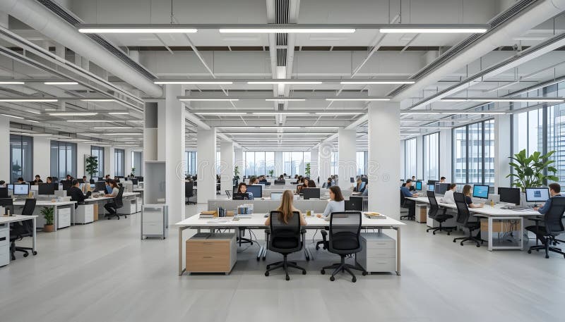 Modern Office Workspace Bright Minimalist Design Open Plan Layout Stock ...