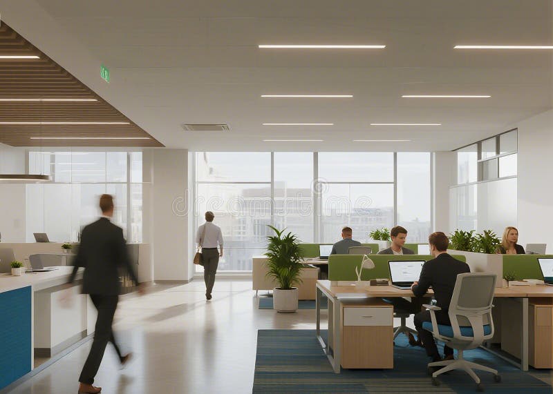 Modern Office Workspace: Collaborative Environment with Natural Light ...