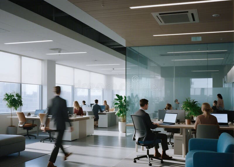 Modern Office Workspace: Collaborative Environment with Natural Light ...