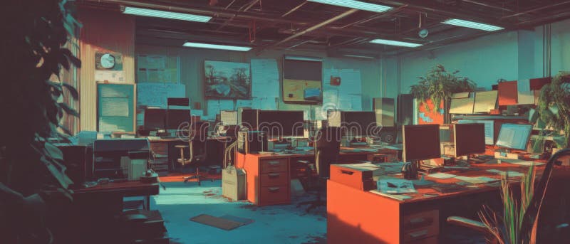 Modern Office Workspace Computer Stations Collaborative Environment ...