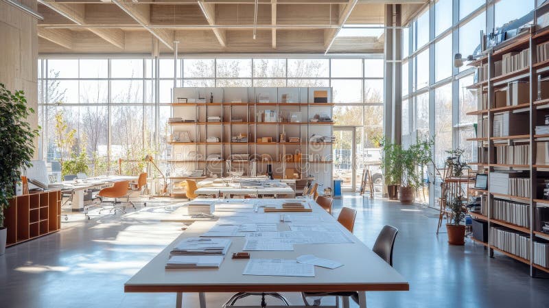 Modern Office Workspace Design Bright Interior Photographic Content Minimalist Environment ...