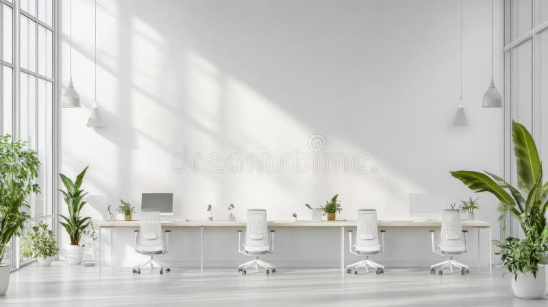 Modern Office Workspace Design and Minimalist Workplace with Natural ...