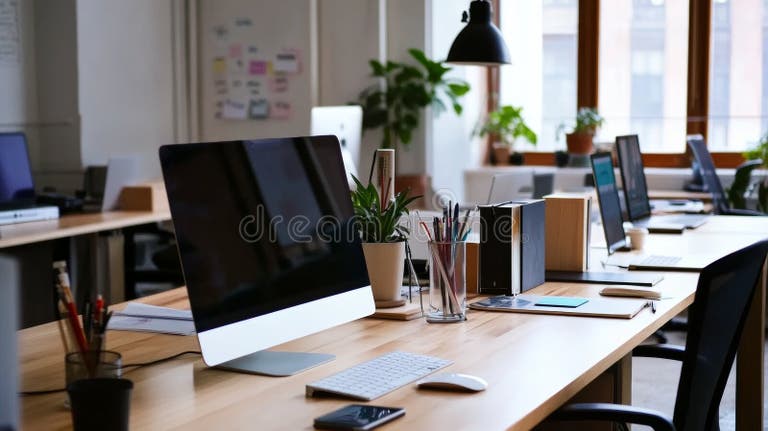 Modern Office Workspace Designed for Remote Work with Natural Light and ...