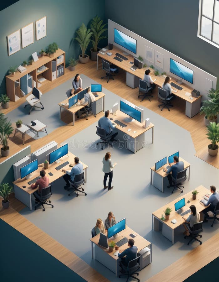 Modern Office Workspace with Employees Stock Photo - Image of workspace ...