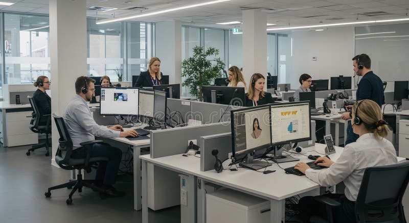 Modern Office Workspace stock illustration. Illustration of center ...