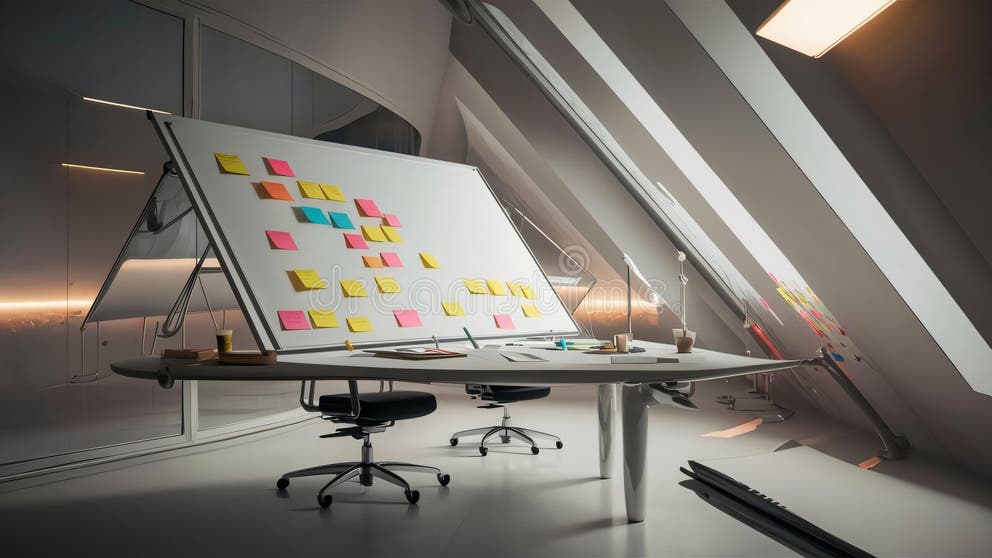 Modern Office Workspace with Large Whiteboard and High Quality Image ...