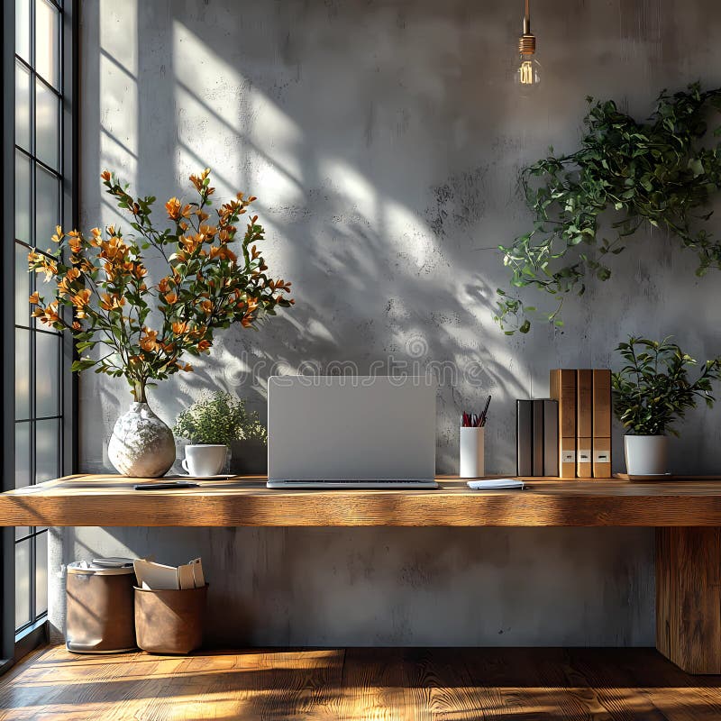 Modern Office Workspace stock image. Image of notebook - 375851731