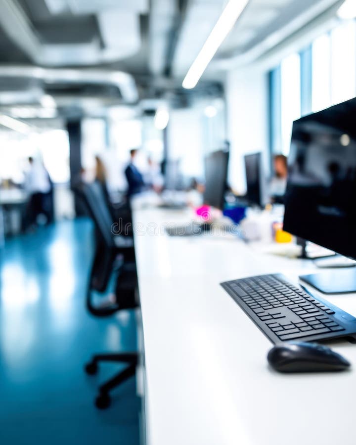 Modern Office Workspace with Multiple Computer Stations and ...