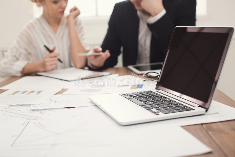Modern Office Workspace, Selective Focus on Laptop Stock Image - Image ...