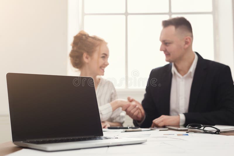 Modern Office Workspace, Selective Focus on Laptop Stock Image - Image ...
