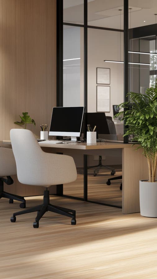 Modern Office Workspace Showcasing Remote Work Setup with Elegant ...