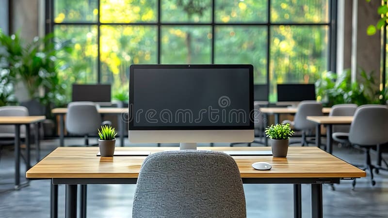 Modern Office Workspace with Sleek Computer Desk, Surrounded by ...