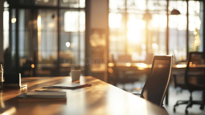 Modern Office Workspace with Sunlight Streaming through Windows Stock ...