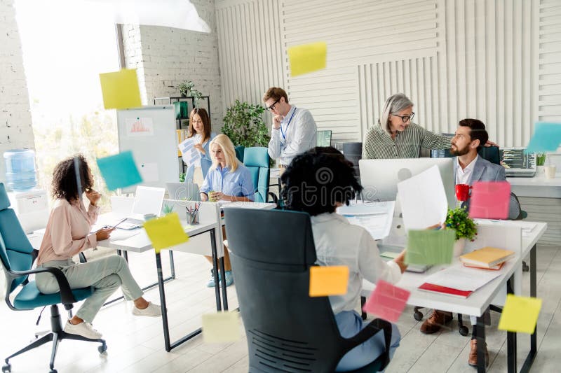 Modern Office Workspace Team Collaboration Discussion Action Stock ...