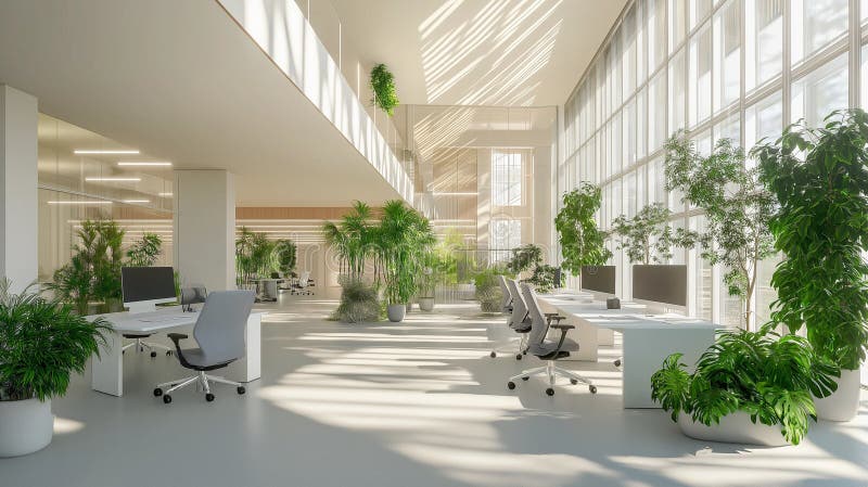 Modern Office Workspace, White Interior, Openspace Office, Grey Chairs ...