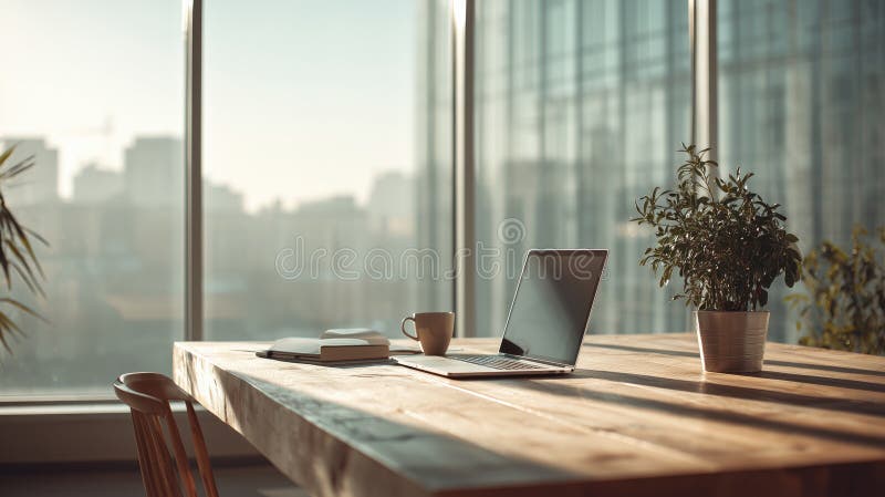 Open Space Work Corner with Natural Accents Stock Photo - Image of ...