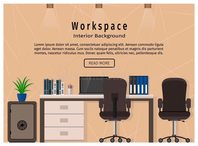 Modern Office Workspace. Workplace Organization Concept. Web Design ...