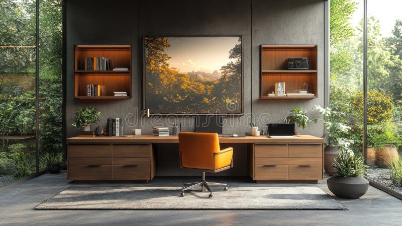 Modern Office Workstation Desk Isolated on White Background Featuring ...