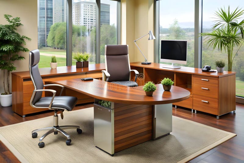 Ergonomic Executive Office Desk Design Stock Illustration ...