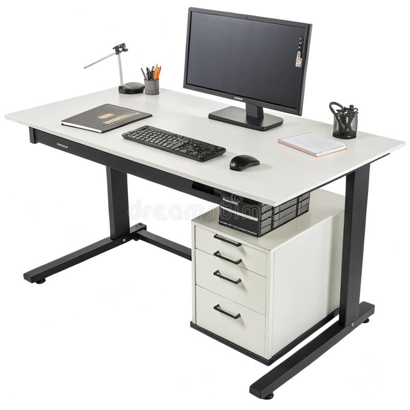 Modern Office Workstation Isolated on White Background Stock ...