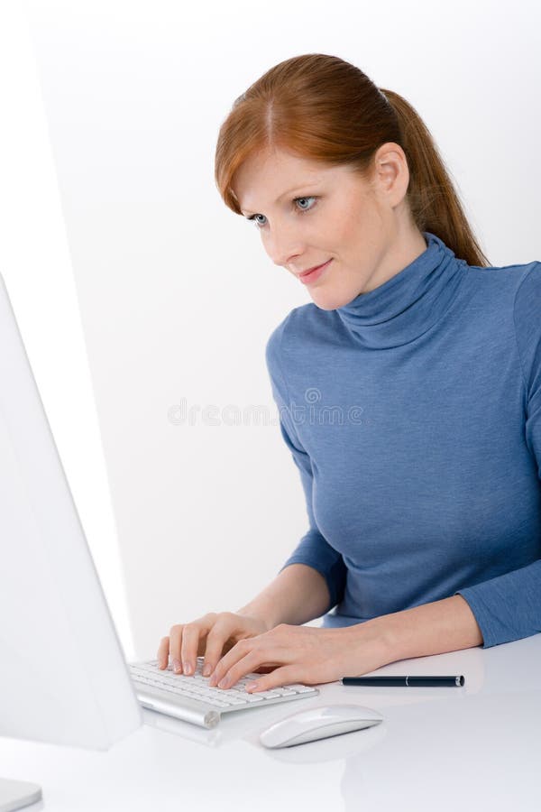 Modern Office - Young Business Woman Work Stock Image - Image of indoor ...