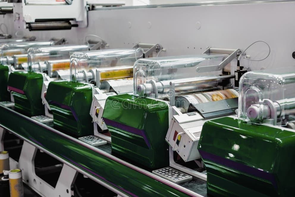 Modern Offset Printing Machine. Stock Image - Image of factory, rolled ...