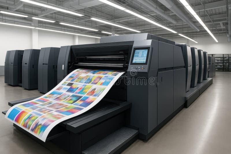 Modern Offset Printing Press Producing Full-color Sheets in a Printing ...