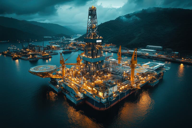 A Modern Oil Rig Extracting Unconventional Oil, Industrial and ...