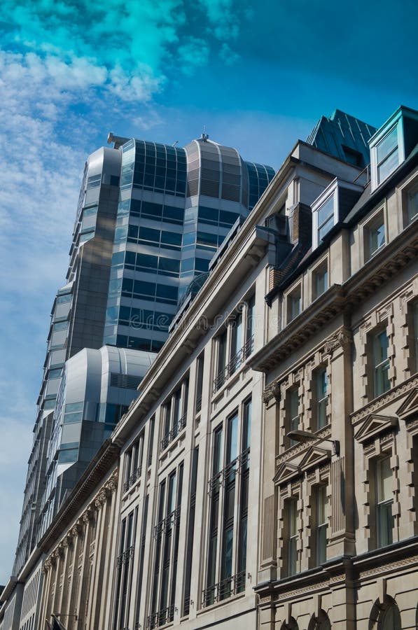 Modern and Old Buildings of London Against Blue Sky Stock Photo - Image ...
