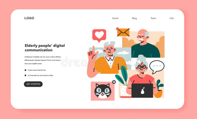 Modern Old Characters Using Internet, Phone and Computer Set Stock ...