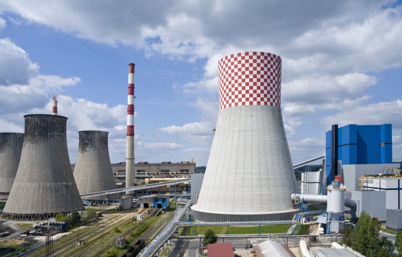 Modern and Old Power Stations Stock Image - Image of power, station ...