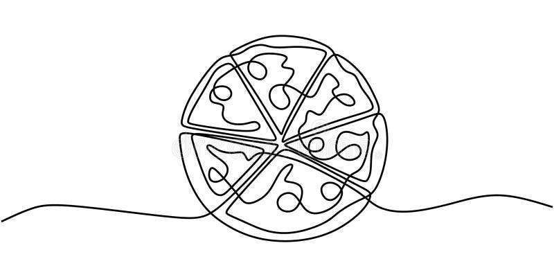 Modern One Line Drawing of a Large Pizza for a Classic Meal Stock ...