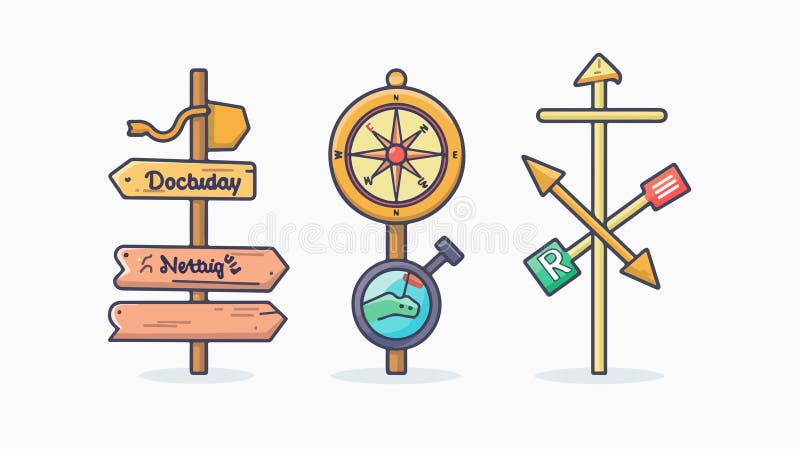 Modern One-Line Way Direction Illustration Set Stock Vector ...