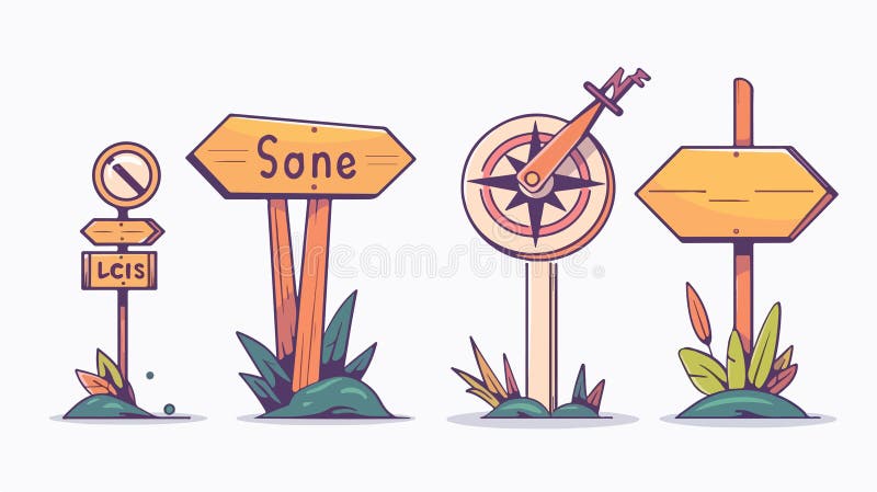 Modern One-Line Way Direction Illustration Set Stock Vector ...
