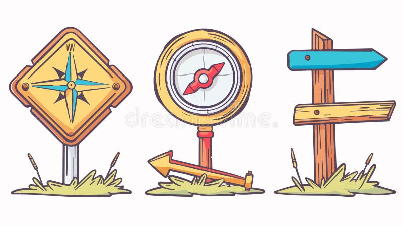 Modern One-Line Way Direction Illustration Set Stock Vector ...