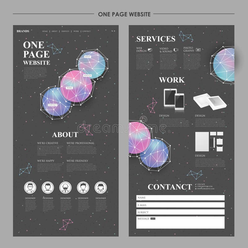 Modern One Page Website Design Stock Vector - Illustration of service ...