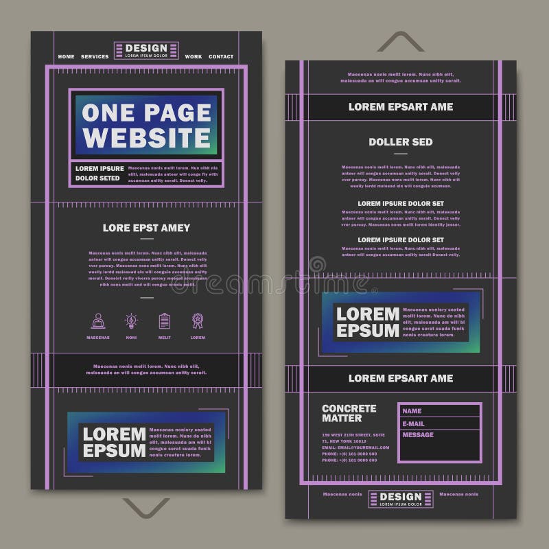 Modern Creative One Page Website Design Stock Vector - Illustration of ...