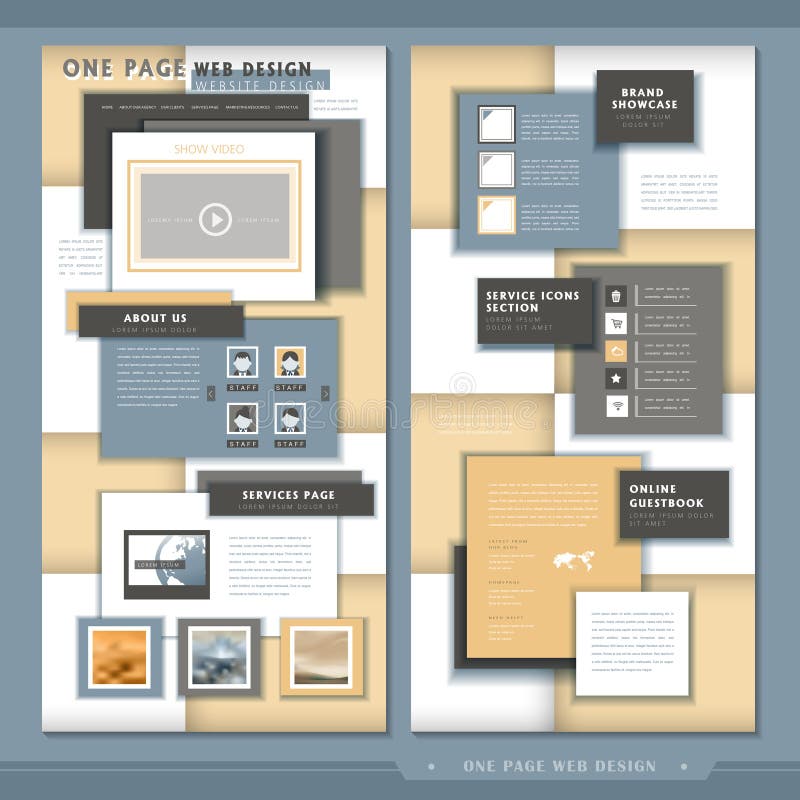 Lovely One Page Website Template Design with Library Scene Stock Vector ...