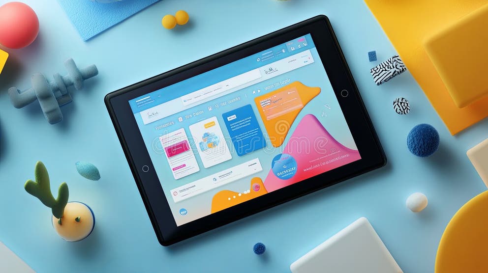 A Modern Online Advertising Platform Displayed on a Tablet with Bold ...