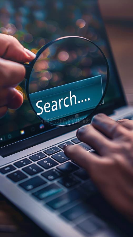 Modern Online Search Concept with a User Typing in a Search Bar on a ...