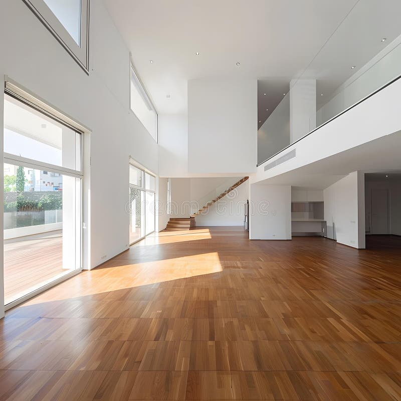 Modern Open Concept Home Interior Design with Wood Flooring Generated ...