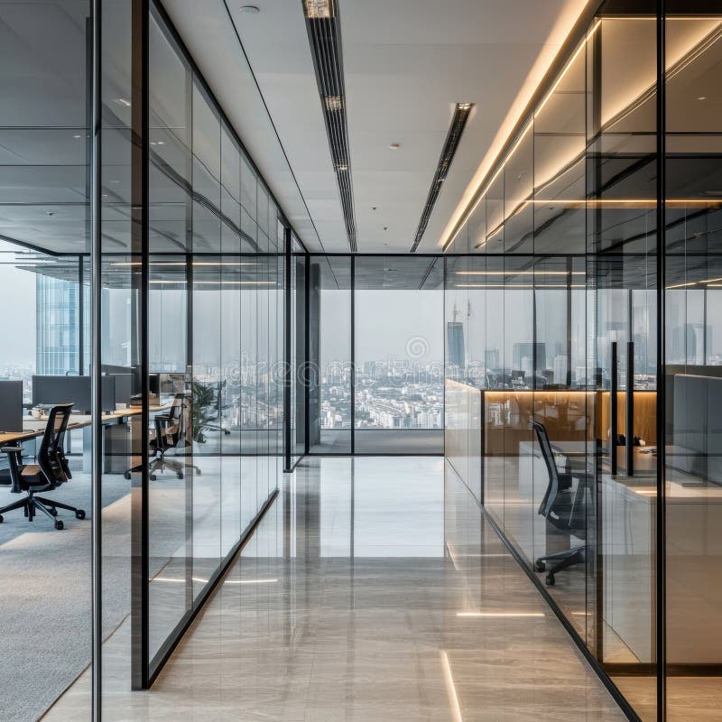 Modern Open Concept Office Layout with Clean Lines Stock Illustration ...