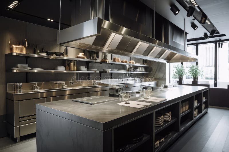 Modern, Open Kitchen with Sleek and Minimalist Design for a High-end ...